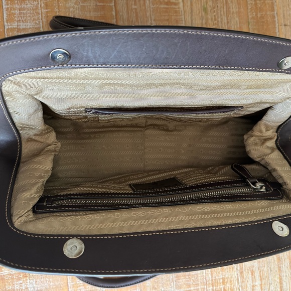 Prada | Bags | Vintage Prada Milano Vintage Top Handle Logo Jacquard Beige Handbag | Poshmark